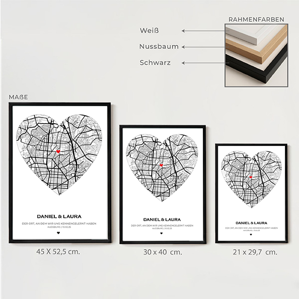 ≫ Poster „Karte der Liebe“ mit personalisierter Ortsangabe ️ ...