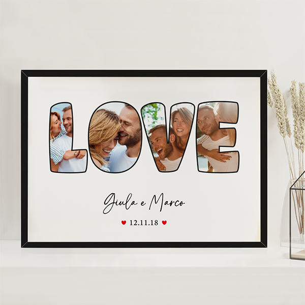 ≫ Poster Design LOVE con Data e Nomi Personalizzati ️ - Transparent Gift