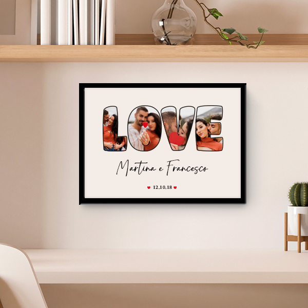 ≫ Poster Design LOVE con Data e Nomi Personalizzati ️ - Transparent Gift