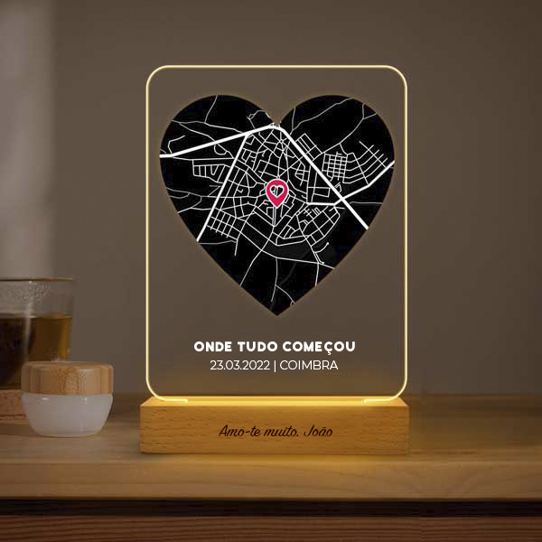 ≫ Candeeiro Mapa do Amor personalizado com Localização e Textos ️ ...