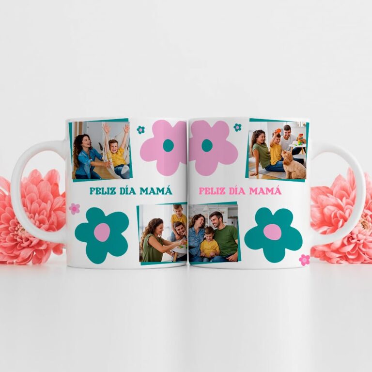 ≫ Taza Flores con Fotos y Texto personalizada ️ - Transparent Gift